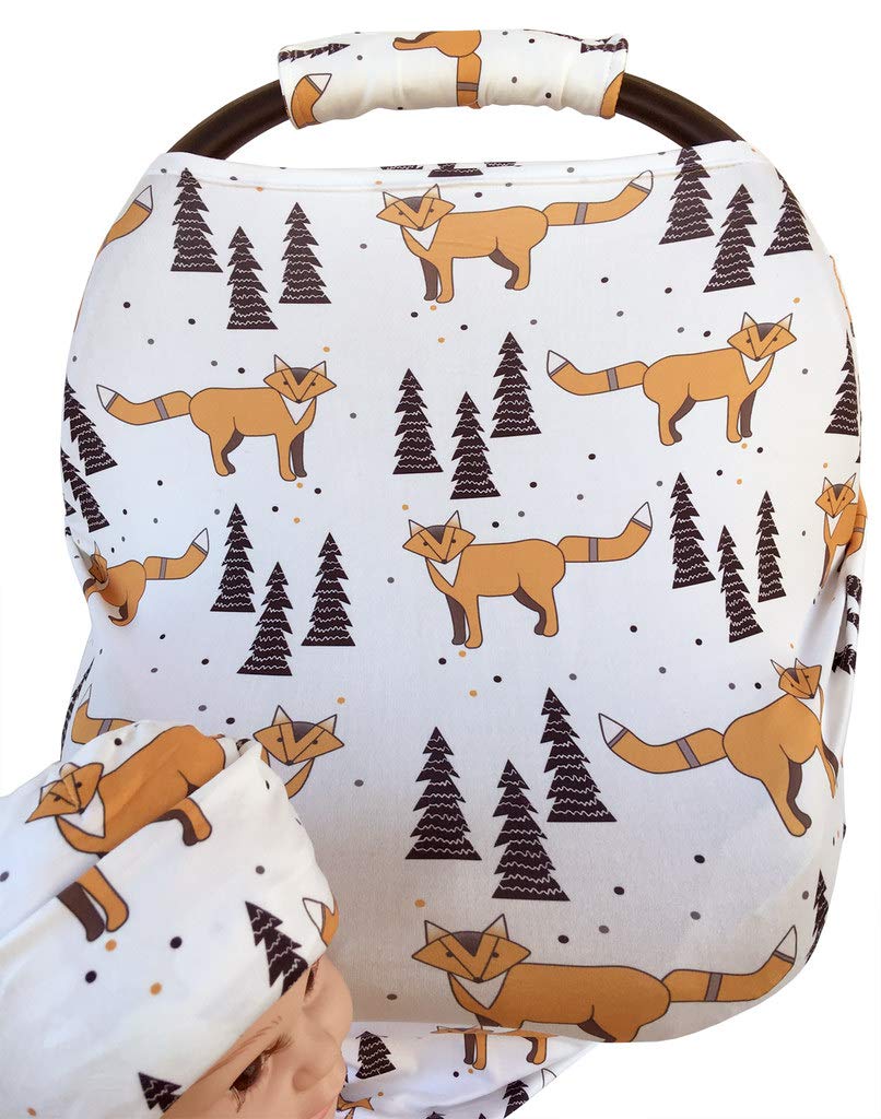 9pc Unisex Baby Boy Girl Ultimate Set of Infant Car Seat Cover Canopy Headrest Blanket Hat Nursing Scarf, 06JE03