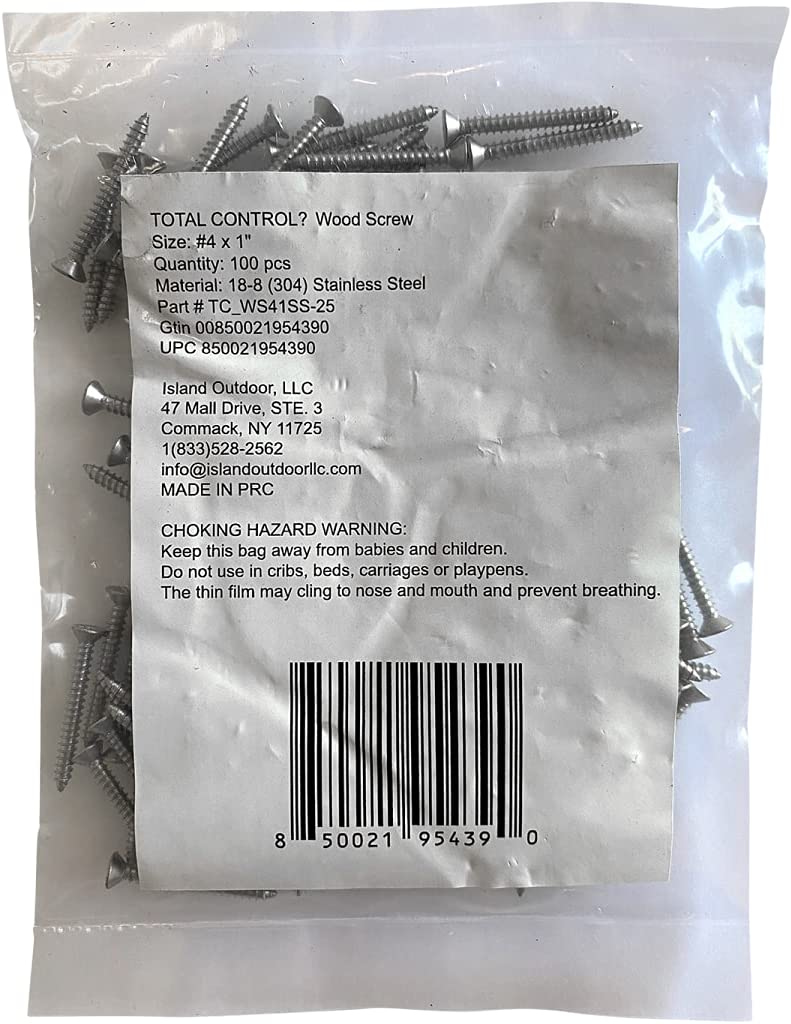 Wood Screw 18-8 (304) Stainless 100pk (#4 x 1 Wood Screw 18-8 (304) Stainless 100pk)