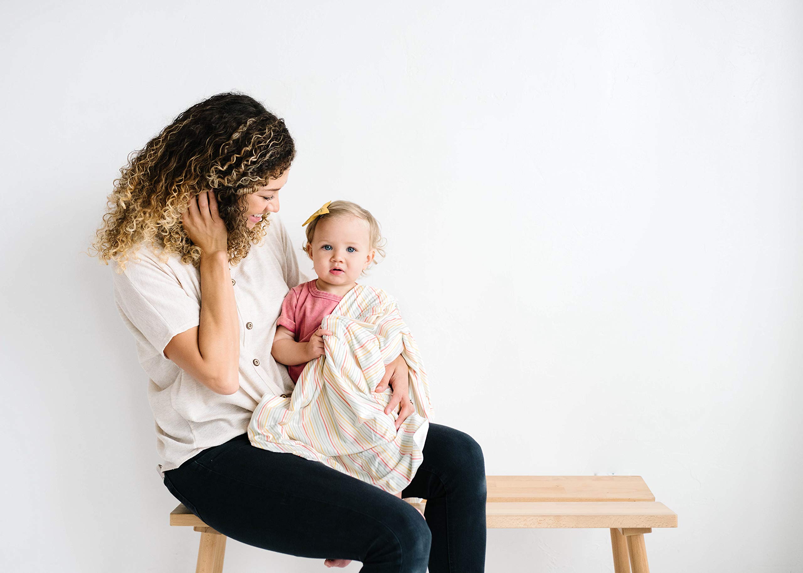 Large Premium Knit Baby Swaddle Receiving Blanket "Rainee" by Copper Pearl