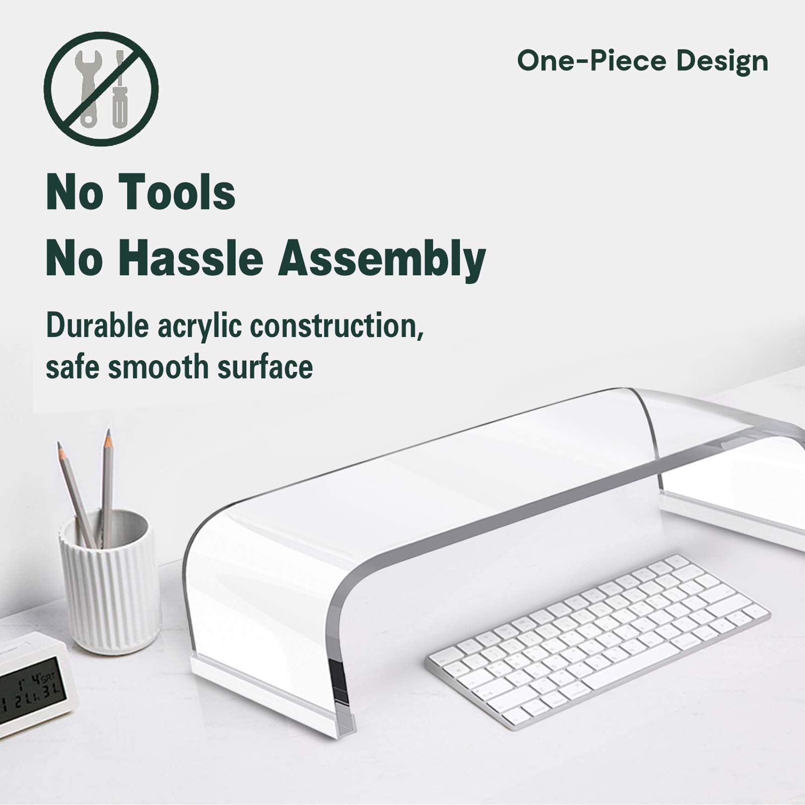 Acrylic Computer PC Laptop Monitor Stands Riser Clear 15โ Desk Space Saving Stand Organizer Anti Cat Keyboard Protector Compatible with HP Acer LG Apple 13inch 14inch Laptops TVs & other Electronics