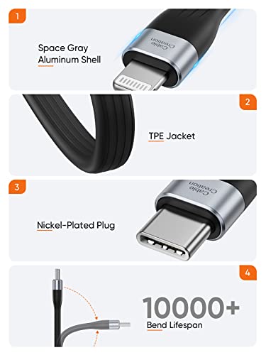 CableCreation USB C to Lightning Cable Short, [MFi Certified], 15 cm Fast Charging Cable & Data Transfer, for iPhone 14/14 Pro Max/13/13 Pro/12/12 Pro/11/X/XS/XR/8, iPad and AirPods Pro, etc.