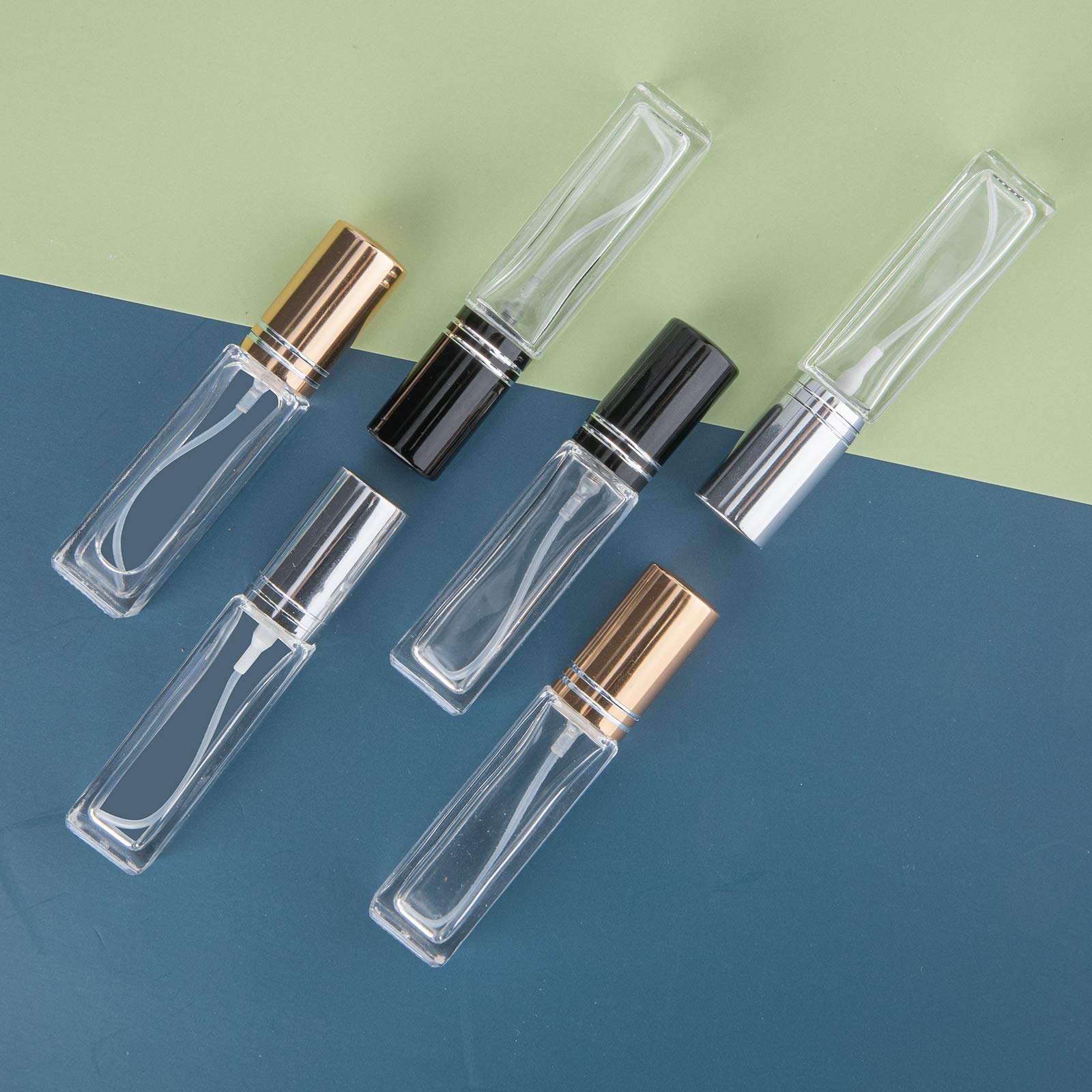 6pcs Refillable Perfume Bottle, 8 ML BPA Free Spray Atomizer Perfume Bottle, Leak Proof Glass Perfume Atomizer with Metallic Aluminum caps