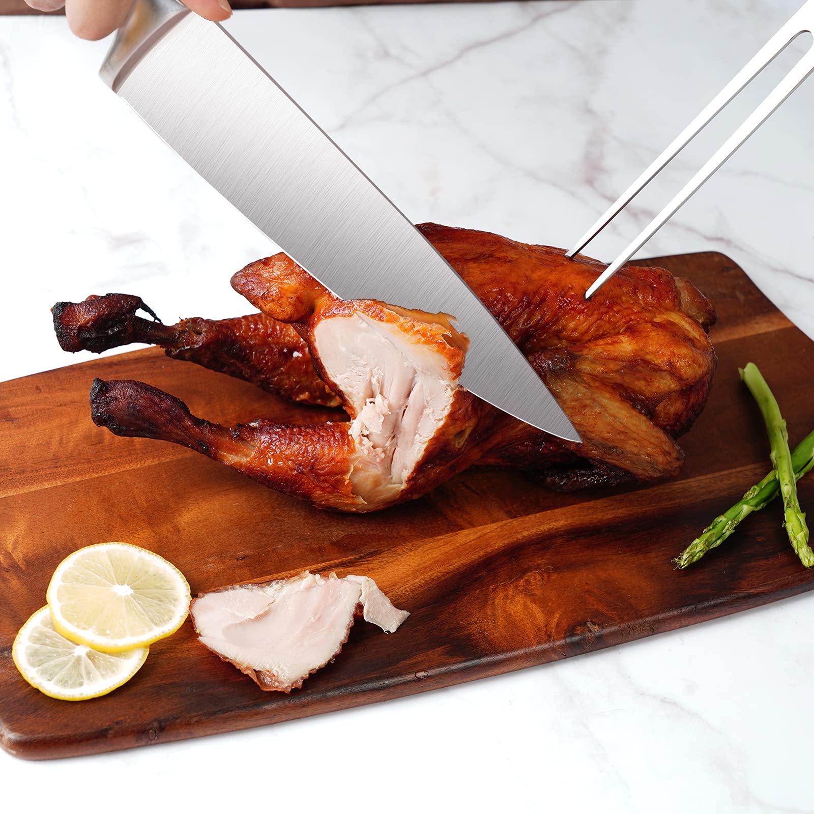 Knife Set with Block,High Carbon Stainless-steel Knives Set for Kitchen,Professional 16 Piece Chef Knife Set with Carving Fork,Manual Sharpener and Non-slip Hollow Handles