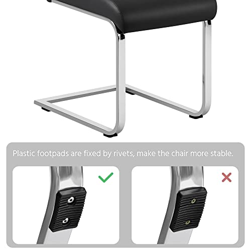 Yaheetech 4pcs Dining Chairs Armless Leather Dining/Desk Room Kitchen Chairs with Upholstered Seat, Metal Legs and High Back for Kitchen, Living Room, Leisure, Black