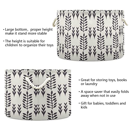 ALAZA Floral Ethnic Leaf Vintage Beige Storage Basket Gift Baskets Large Collapsible Laundry Hamper with Handle, 20x20x14 in
