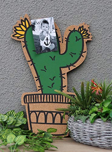 Pinboard Cactus Shaped Wall Decor - Cork Board with 6 Pushpins - Bulletin Board Display,School or Classroom Home Decor