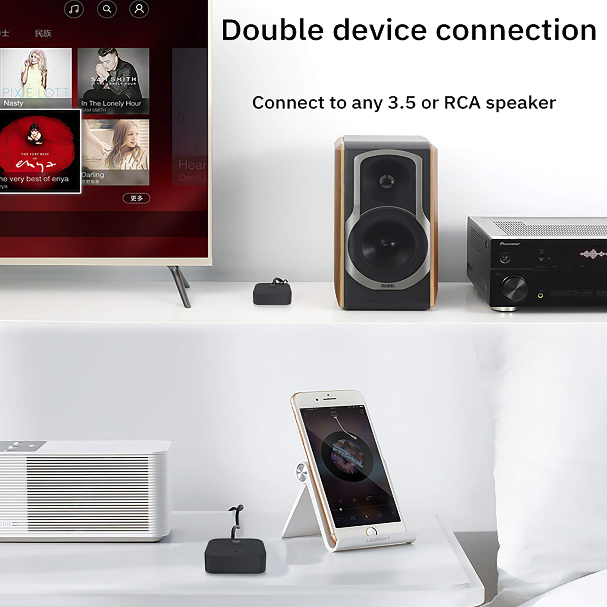 BEZO 5.0 Bluetooth Audio Receiver Adapter,NFC Wireless Bluetooth Extender,3.5mm AUX or RCA Input Speaker,Amplifier,Car Audio,Headphone,Home Stereo Theater System,Stereo Audio Component Receivers