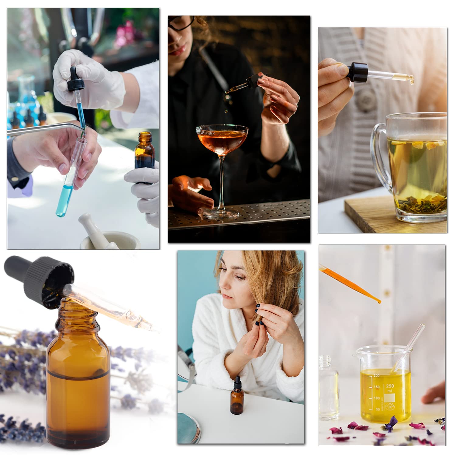 MRXBN 1/2 Oz Glass Dropper Bottle, 15mL Tincture Bottles with Dropper, Labels- Leak Proof Travel Eye Dropper Bottle Amber for Extracts & Essential Oil, Liquids, Perfume(8 pieces)