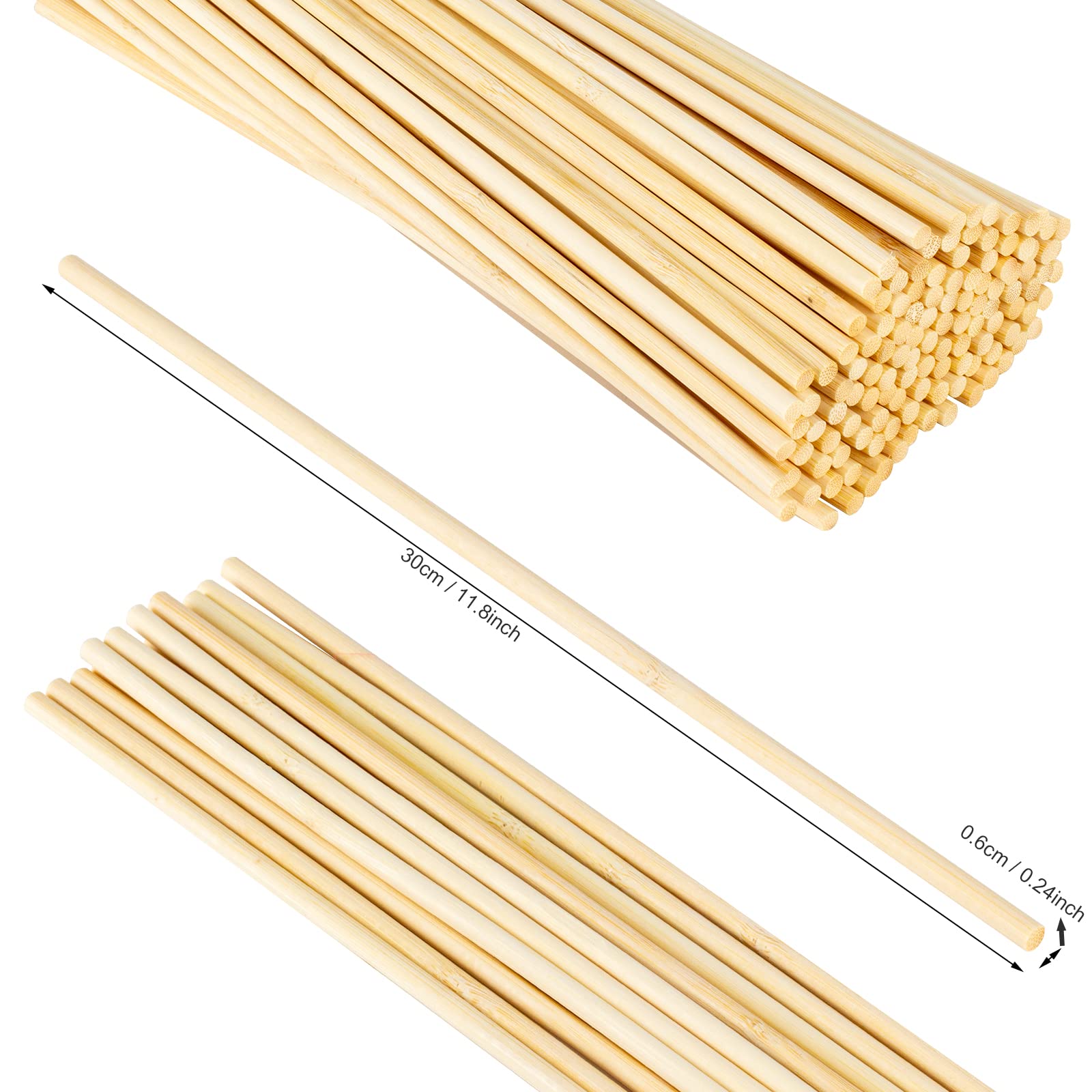 120PCS Wooden Dowel Rods, 1/4 x 12 Inch Round Unfinished Bamboo Dowel Rods, Wood Crafts Sticks Doweling Rods for Crafts and DIYers Arts Projects