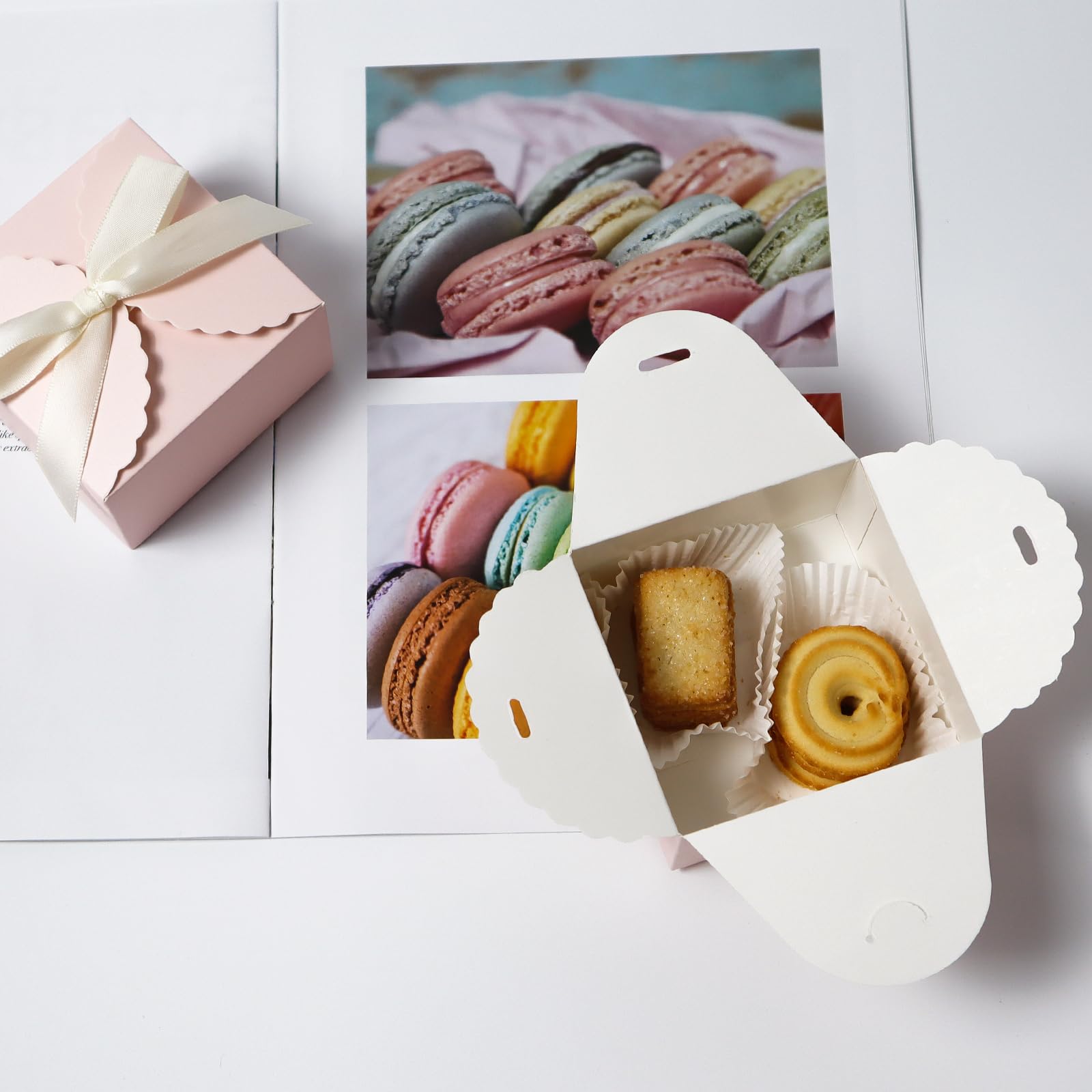 12pcs Pink Gift Box Kraft Square with Bow Foldable Small Candy Box with Ribbon for Gift Giving, Graduation Season, Christmas, Birthday Pink Mini Gift Boxes for Packaging