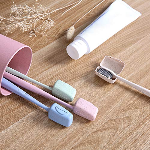 Mggsndi 4Pcs Portable Toothbrush Head Plastic Protective Cover Holder Storage Organizer Bathroom Accessories Holder Set for Family and Business Travel and Daily Use at School and Outdoor