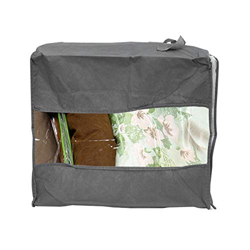BESTOMZ Blanket Bag with Zipper and Handles Large Storage Bag for Comforters Clothes Grey 44x30x48cm (Zipper Color Random)