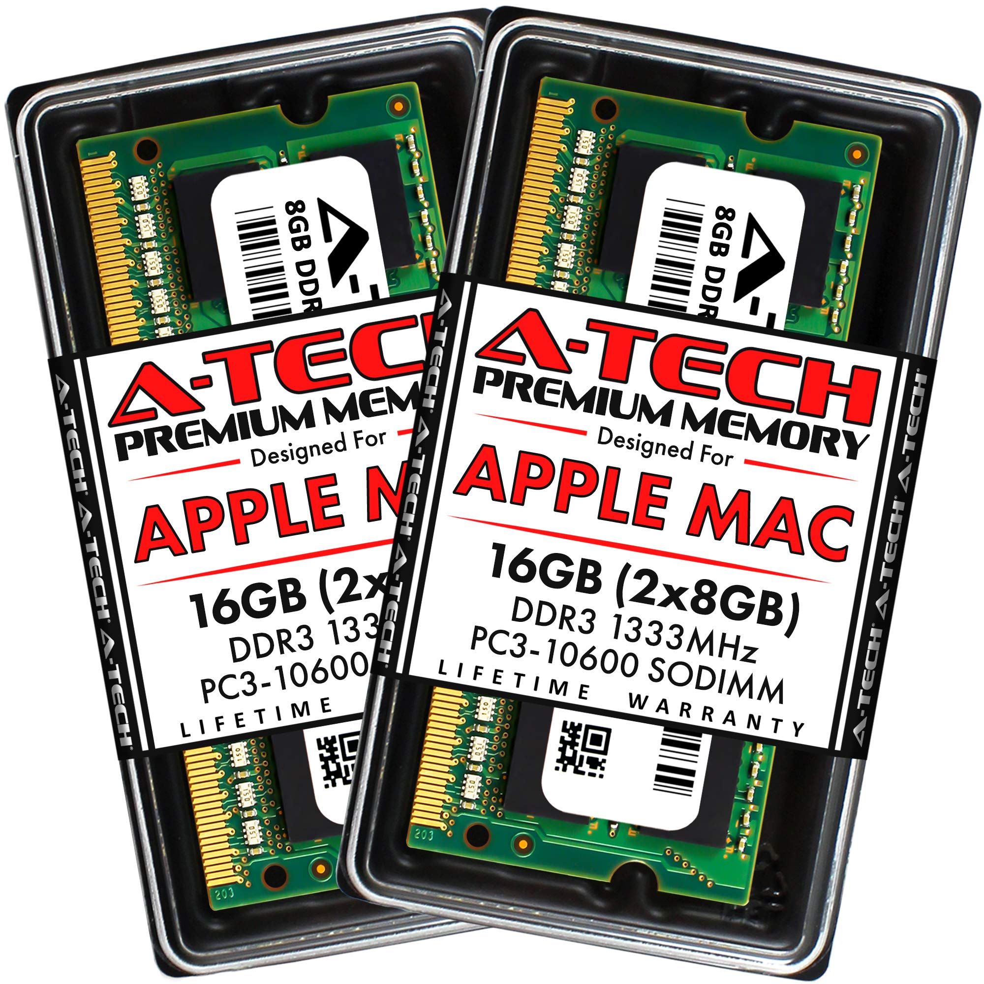 A-Tech 16GB (2x8GB) RAM for Apple MacBook Pro (Early/Late 2011), iMac (Mid 2010 27 inch 4-Core, Mid 2011 21.5/27 inch), Mac Mini (Mid 2011) | DDR3 1333MHz PC3-10600 204-Pin SODIMM Memory Upgrade Kit