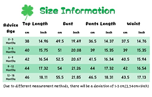 1st St. Patrick's Day Outfit Newborn Infant Baby Girl Long Sleeve Lucky Clover Romper Bodysuit Green Tutu Pants Set (Green A, 9-12 Months)