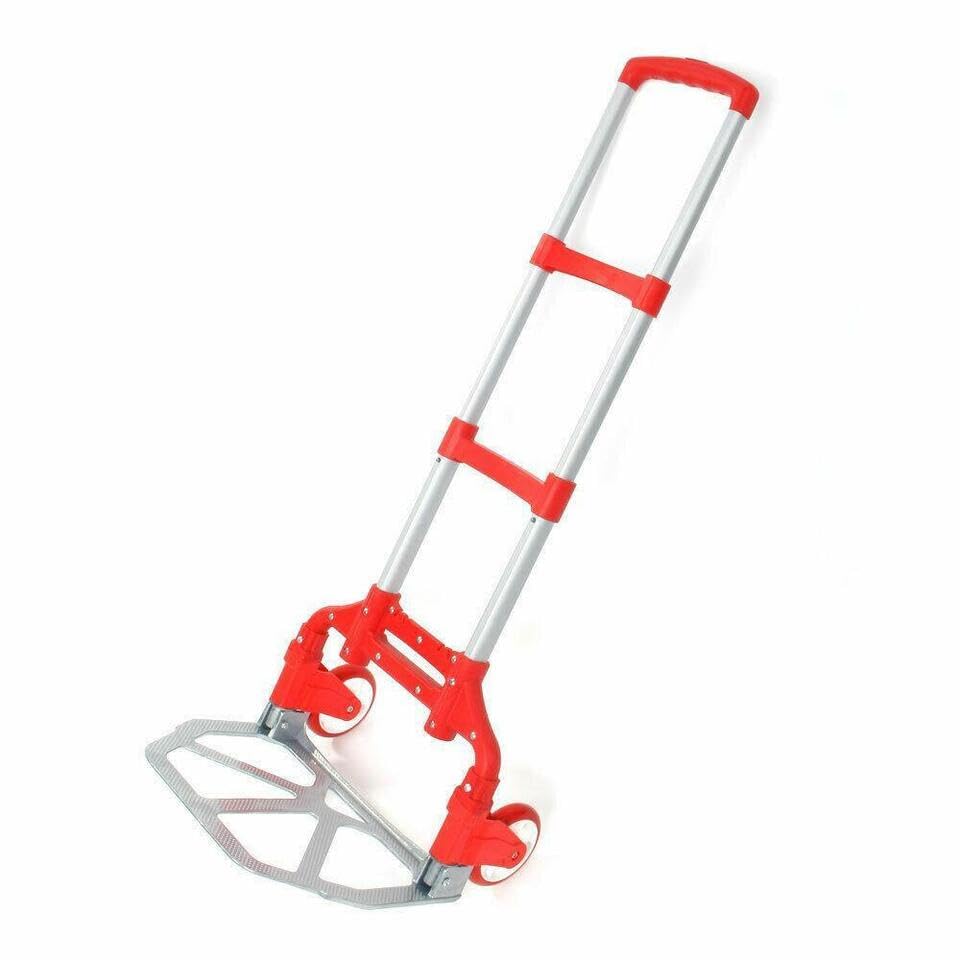 170lbs Cart Folding Dolly Truck Hand Collapsible Trolley Luggage Aluminium Red