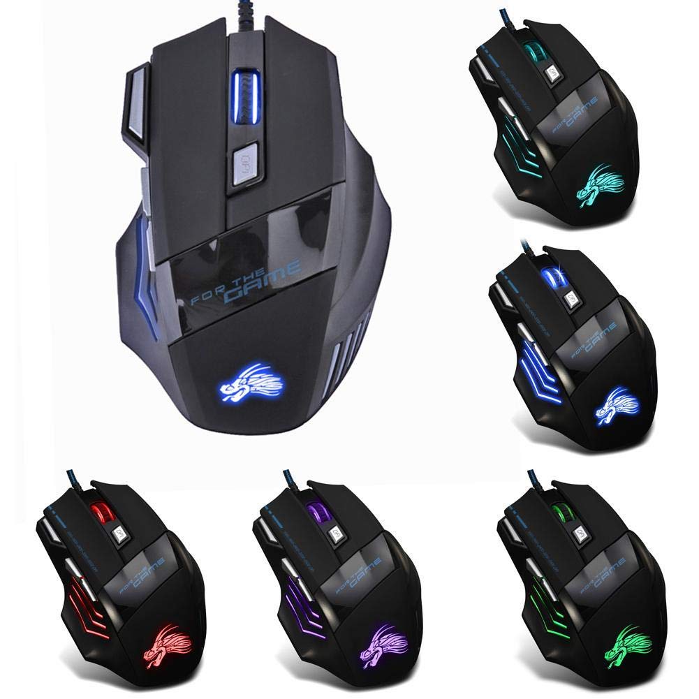 7 Button 5500 3200 DPI LED USB Computer Mouse For Gamer