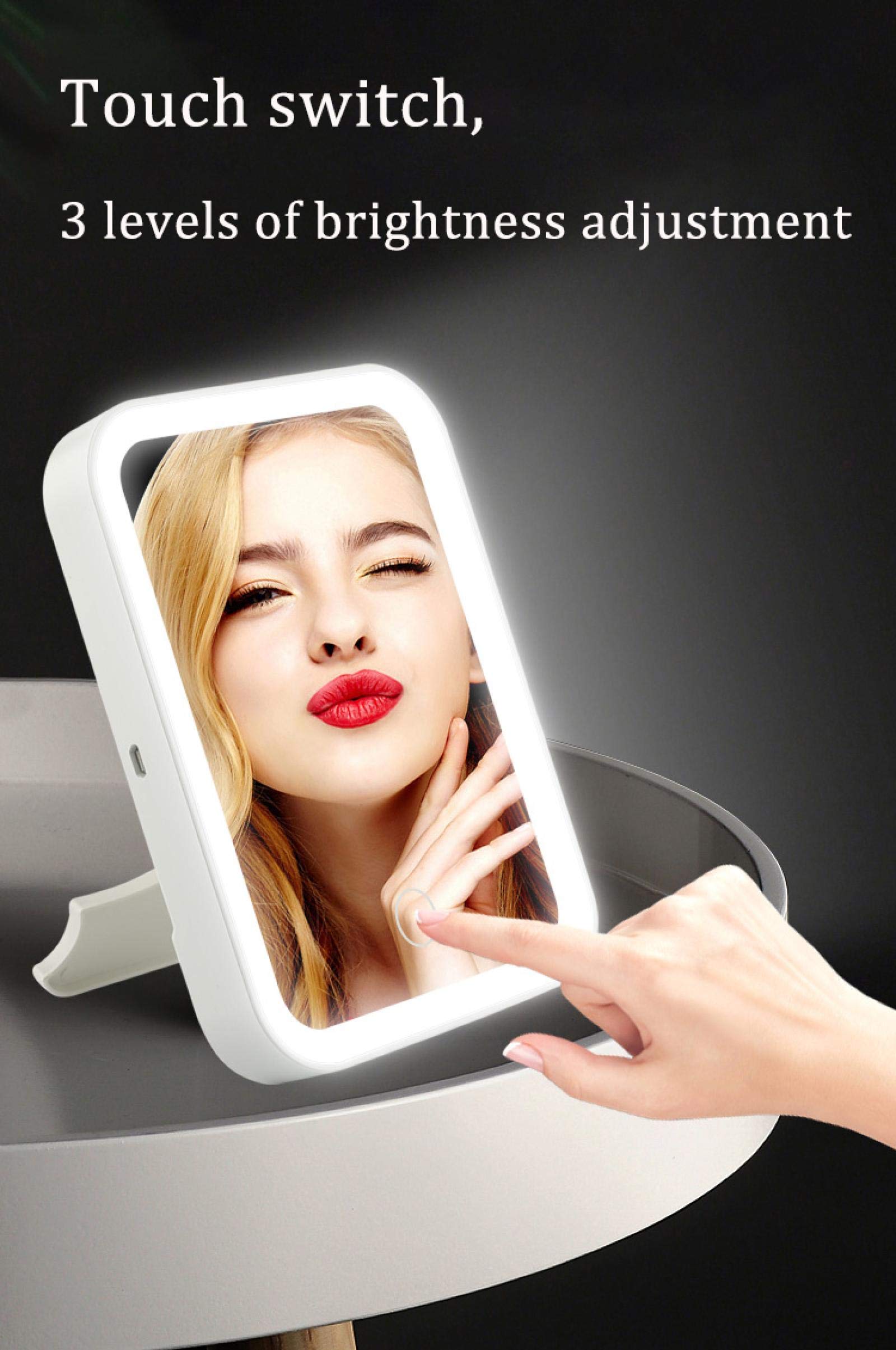 FQYYDD Illuminated Makeup Mirror Led Make-Up Mirror Lighting Adjusts The Light Touch Screen