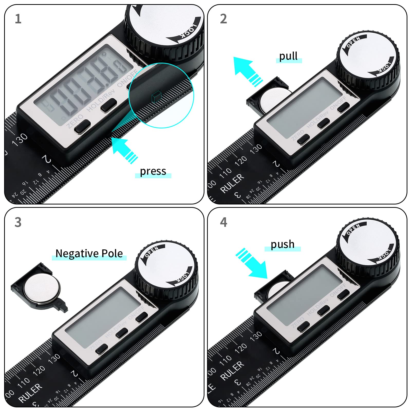 2 Pieces Digital Angle Finder Protractor 2 in 1 Angle Finder Ruler with Large LCD Display DIY Angle Measuring Tool Construction Protractors for Woodworking Carpenter 200 Mm/ 7.87 Inches