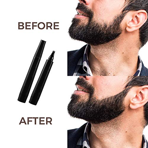 HWU Beard Pencil Filler for Men, Beard Filling Pen Kit, Long Lasting Coverage and Natural Finish - Beard, Moustache and Eyebrows - Beard Dye for Men - Bristle Brush Included (Dark Brown)