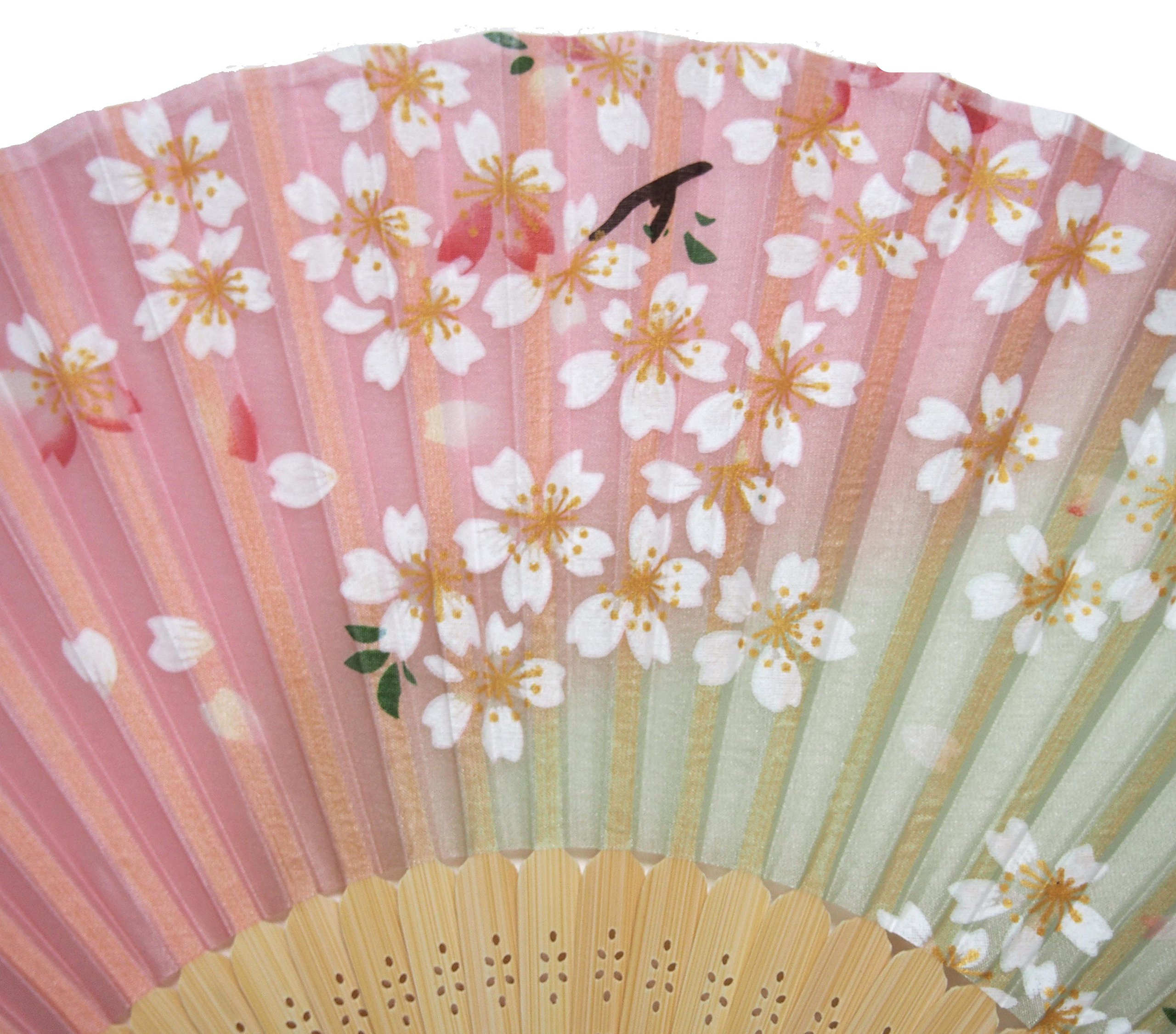 121005 Handmade Women's Silk Fan, 8.3 inches (21 cm), 30 Pieces, Dai Cherry Blossom, Pink