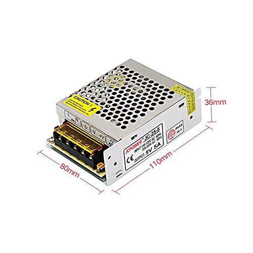 5V 5A Power Supply,25W Universal Regulated Switching Power Converter Adapter Transformer for LED Strip Light,Probe Signal Lamp,CCTV, Radio, Computer Project