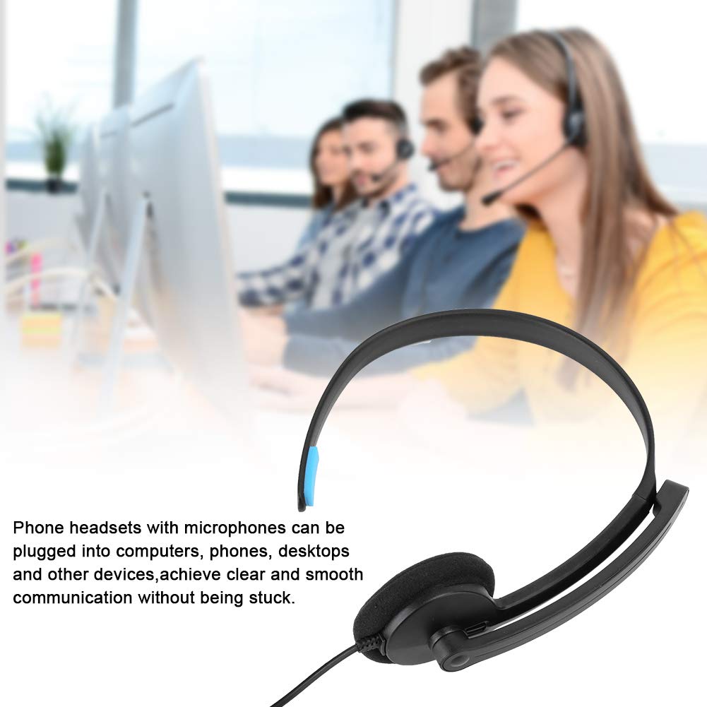 Call Center Headset, 3.5mm 360 Degree Rotating Earmuffs Retractable Headband MIC Service Call Center Headphone for Computers Phones Desktops PC Tablet Office Home