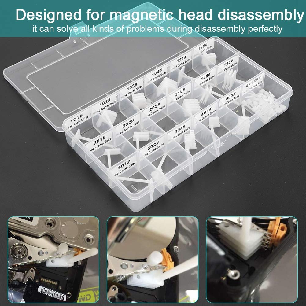 ASHATA Hard Drive Head Replacement Comb, Practical Hard Drive Repair Head Tool Set, Hard Disk Magnetic Head Data Recovery HDD Repair Tool for SAS and SCSI of 2.5" or 3.5"(50Pcs/Kit)