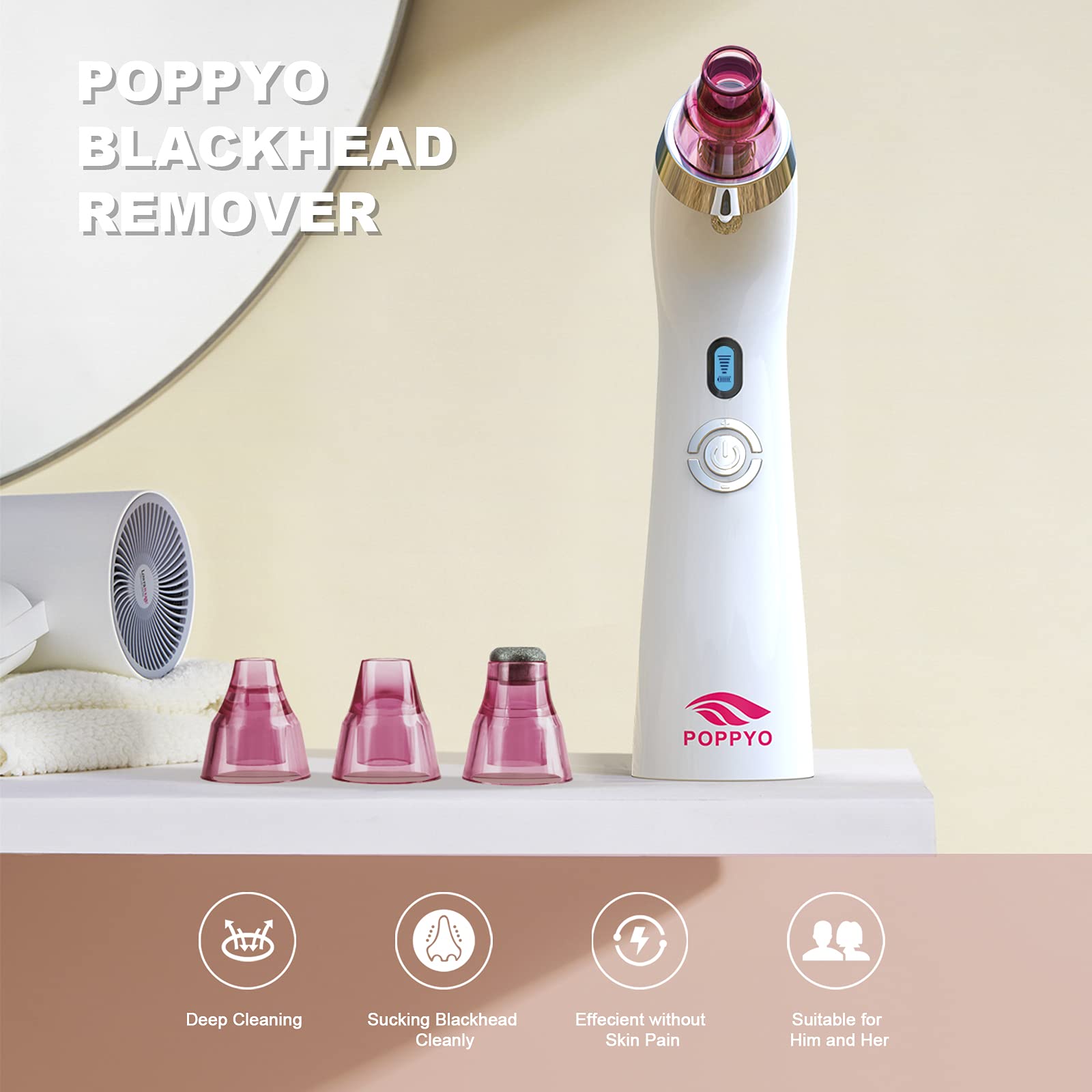 Blackhead Remover Pore Vacuum Electric Blackhead Extractor Tool Comedo Removal Suction Beauty Device for Women(Pink)