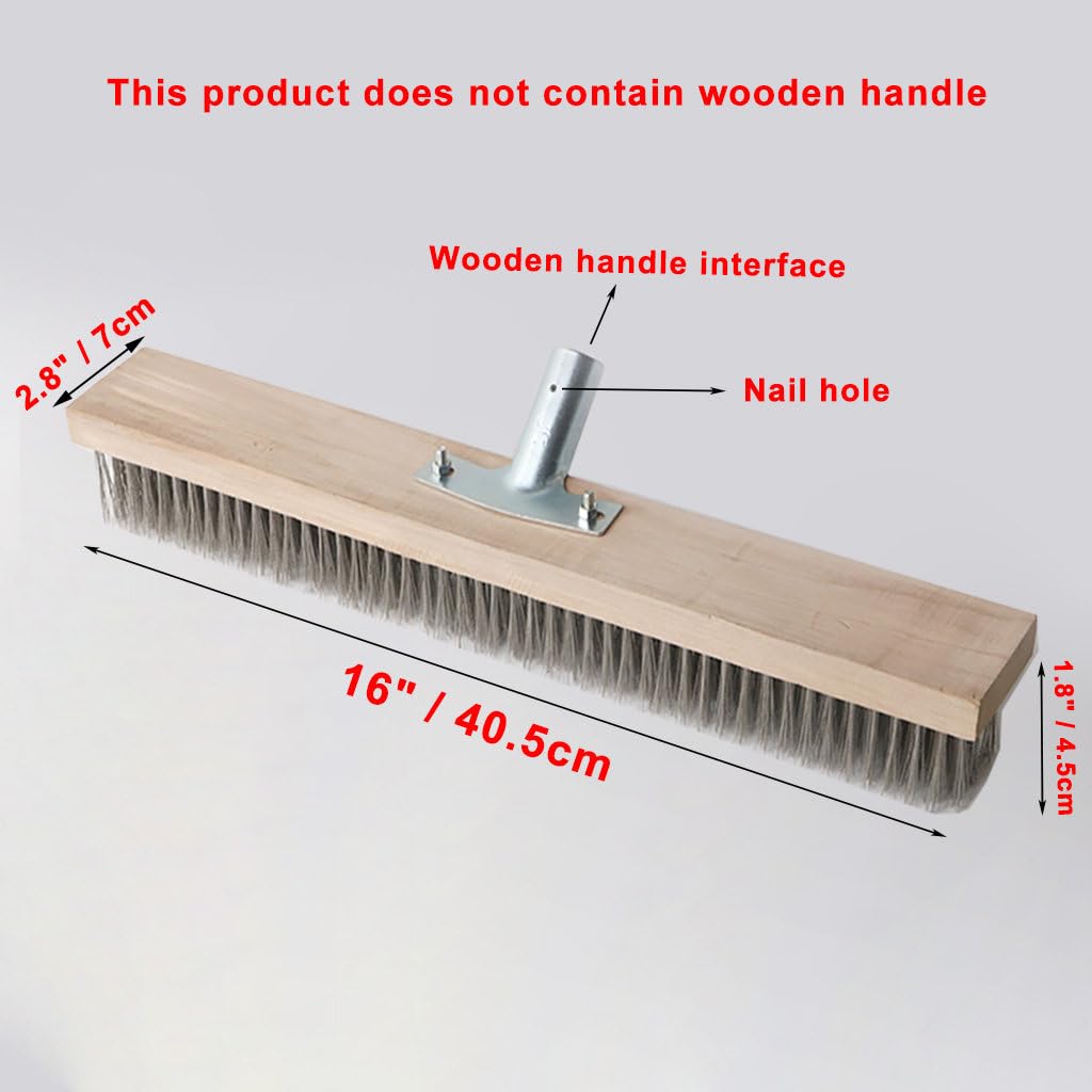 16" Heavy-Duty Rough Surface Floor Brush,Stainless Steel Wire Large Deck Scrub Brush 16" x 2.7β Removes Snow, Dirt & Grime on Drivways, Steps, Patios, Decks, Tile, Cement Without Stick (16")