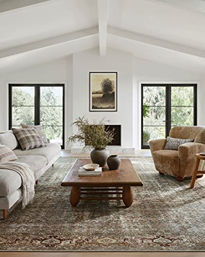 Amber Lewis x Loloi Georgie Collection GER-07 Moss/Salmon 5'-0" x 7'-6" Area Rug