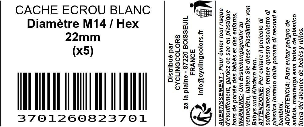 5x HEX NUT COVER CAP M4 TO M30 PROTECTION BOLT ROUND HEXAGON DOME WHITE SCREW HEAD CAR PLASTIC (Diameter M14 / Hex 22mm)