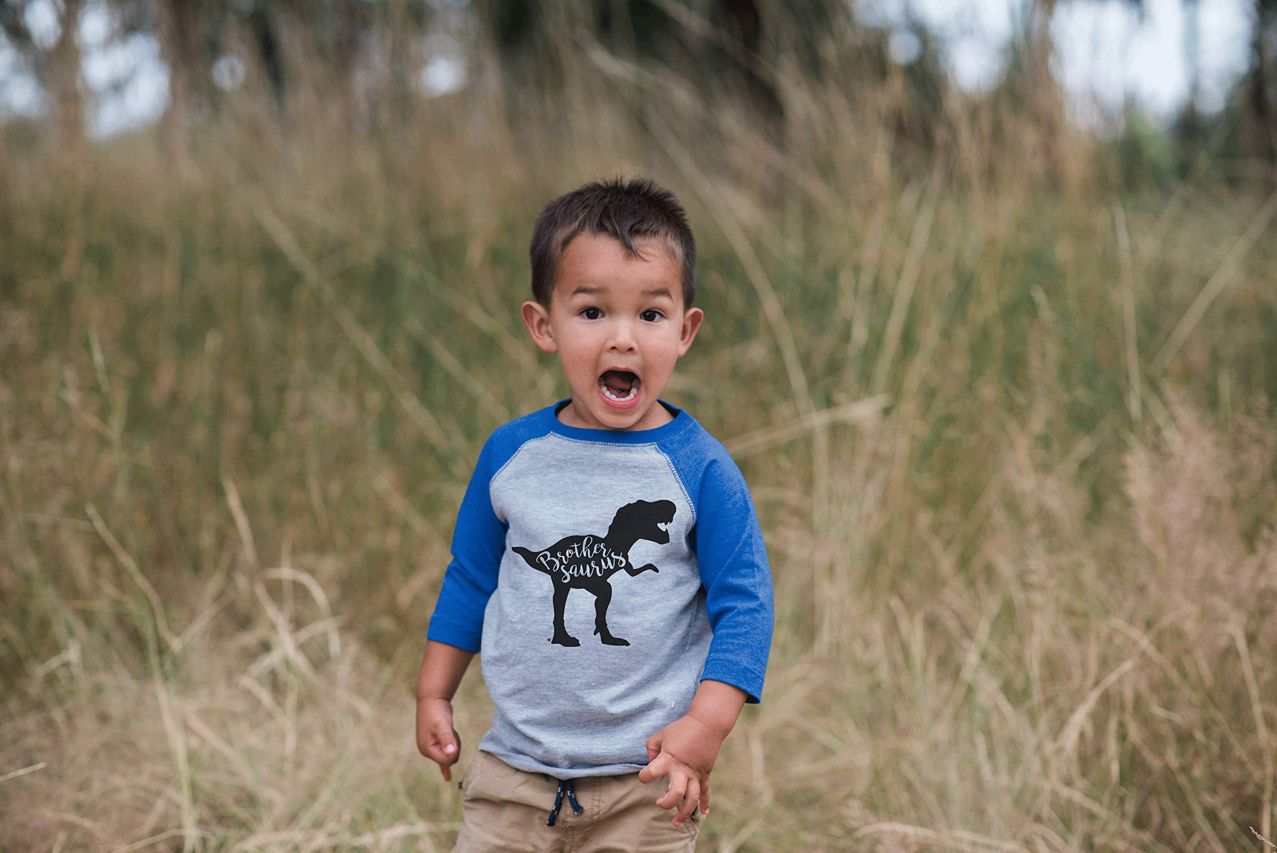 7 ate 9 Apparel Boy's Brother Dinosaur Blue Raglan Tee 18 Months