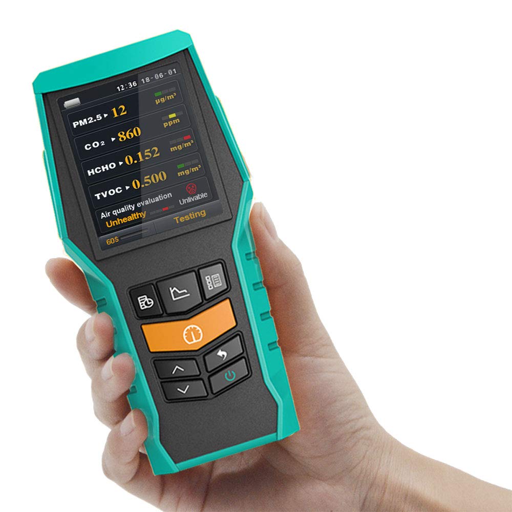 BLATN Smart 128s Air Quality Monitor Indoor CO2 PM2.5 TVOC Meter Formaldehyde HCHO Detector VOCs Pollution AQI Tester PM1.0 PM10 Dust Particle Counter Data Logger Home