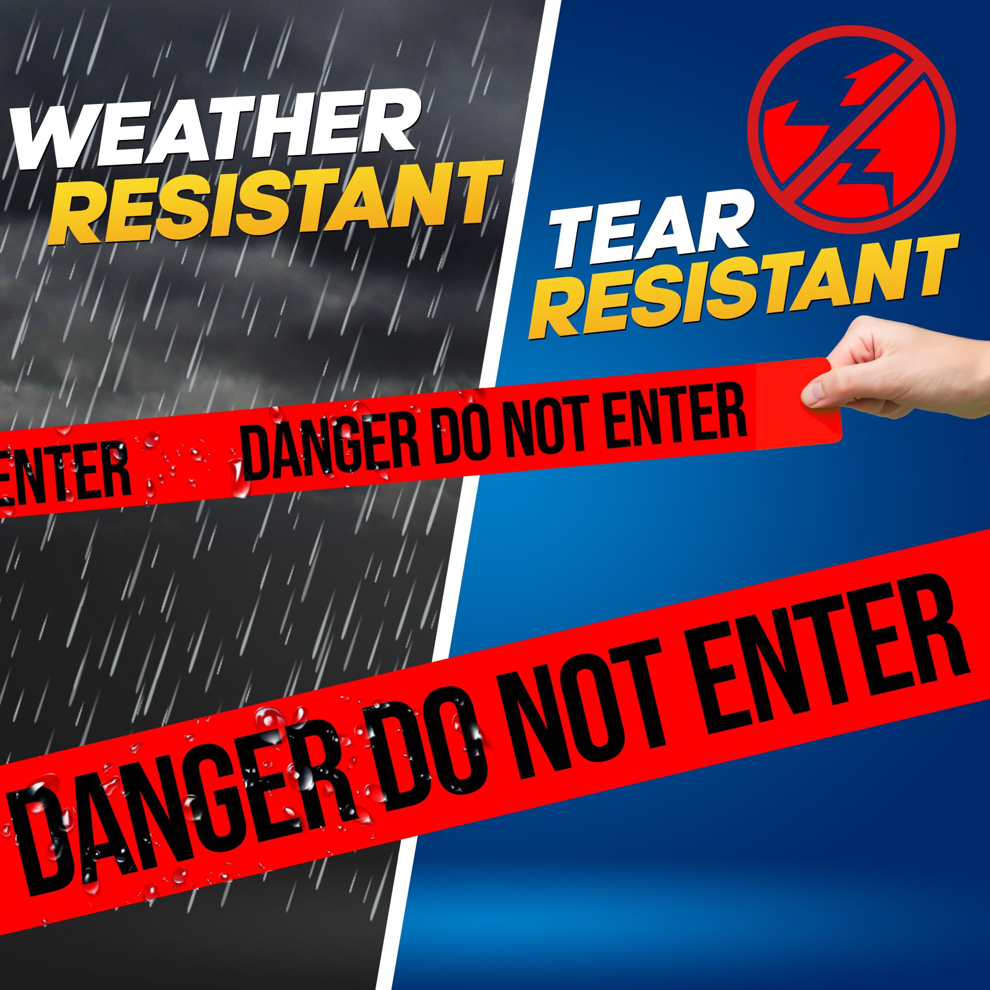 Danger Do Not Enter Tape 2 Pack 3 inch X 1000 feet • Sharp Red with a Bold Black Print for High Visibility • Tear Resistant Design