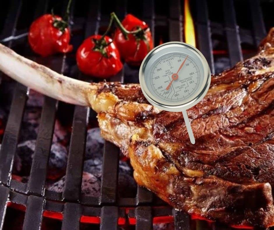 2 in Analog DIAL Meat Thermometer - 5.5 in Stainless Steel Probe Cooking Thermometer - Instant Read Food Thermometer - Candy Thermometer - Oven THERMOMETERS - Grill Thermometer - BBQ Thermometer