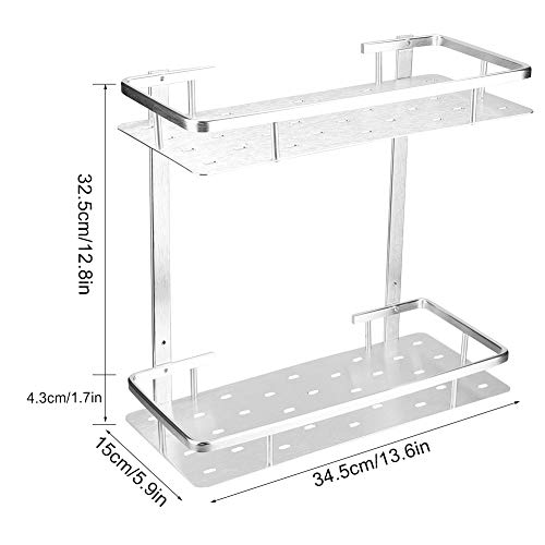 Bathroom Shelves Wall Mounted Space Aluminum Storage Shelves 2 Tier Kitchen Bathroom Storage Rack Shelf Home Organizer Shelving Storage Unit