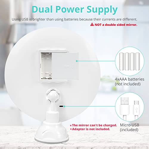 Fabuday 15X Lighted Magnifying Mirror with Lights - 8 Inch Makeup Mirrors with Suction Cups and Magnification for Bathrooom, Dual Power Supply, Adjustable Lighting, Light Up Magnified Mirror