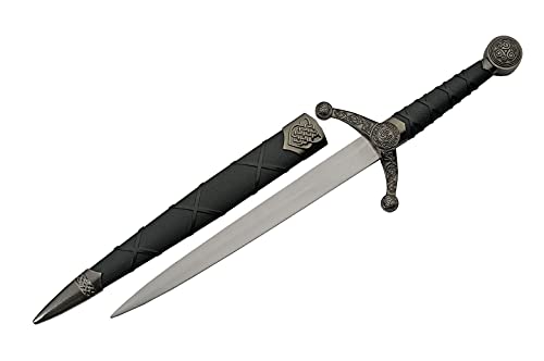 16" Silver Spear-Point Replica Medieval Celtic Knot Knife with Scabbard