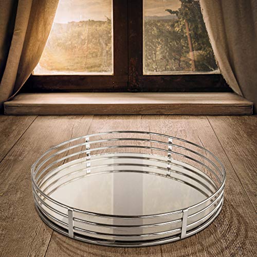 American Atelier Circle Glass Tray-Silver, Silver