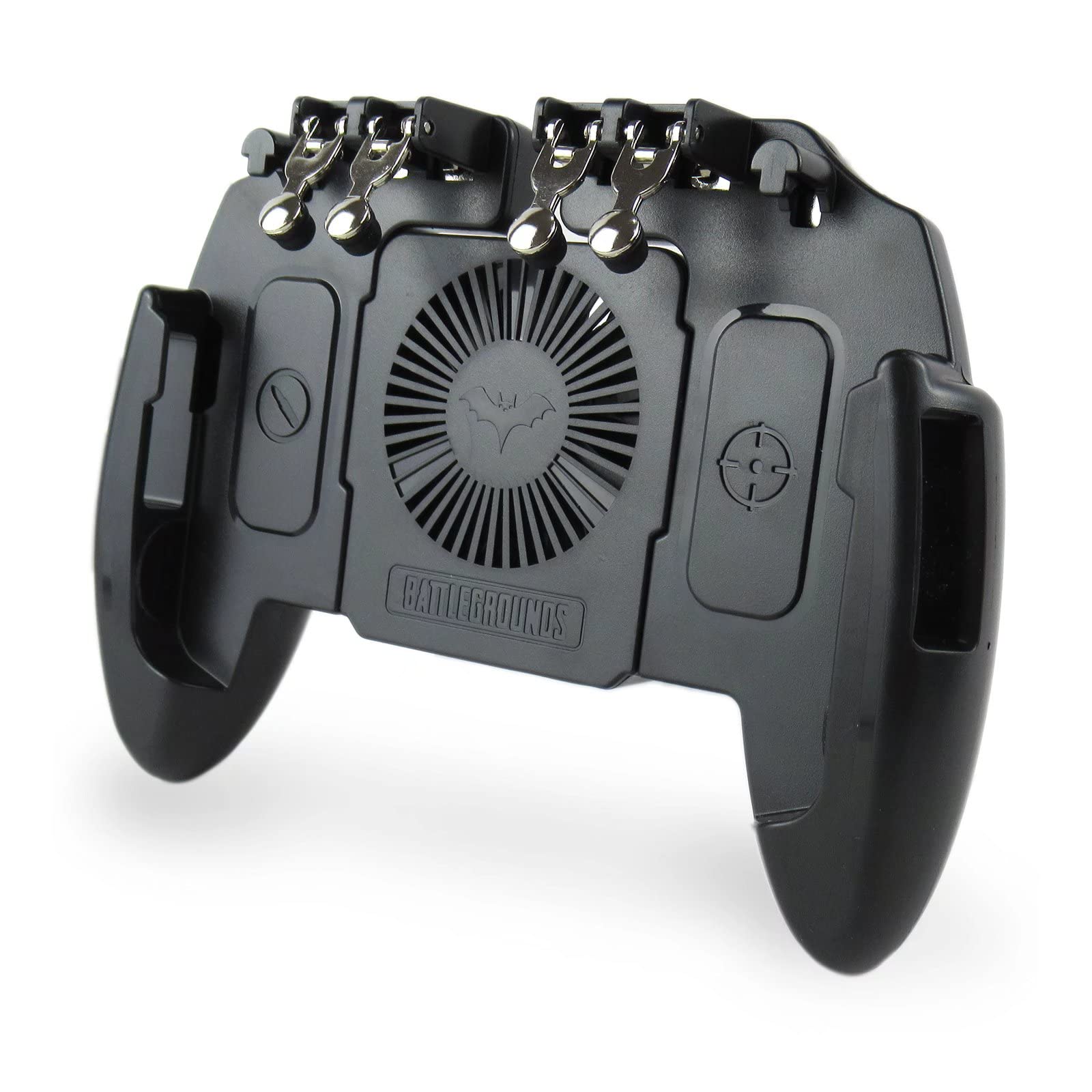 Acupress Mobile Game Controller w/Silent Cooling Fan/Phone Holder/Finger Sleeves for PUBG/Fortnite Fits for all Phones Within 4.7-6.5 Inches(Phone Controller for iOS/Android)