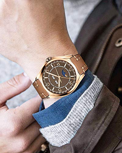 BINLUN Replacement Watch Bands Compatible with Samsung Galaxy Watch, Compatible with Huawei Watch, Compatible with Garmin Smartwatch Thick Oil Leather Watch Strap with X-Type Thick Line20/22/24mm