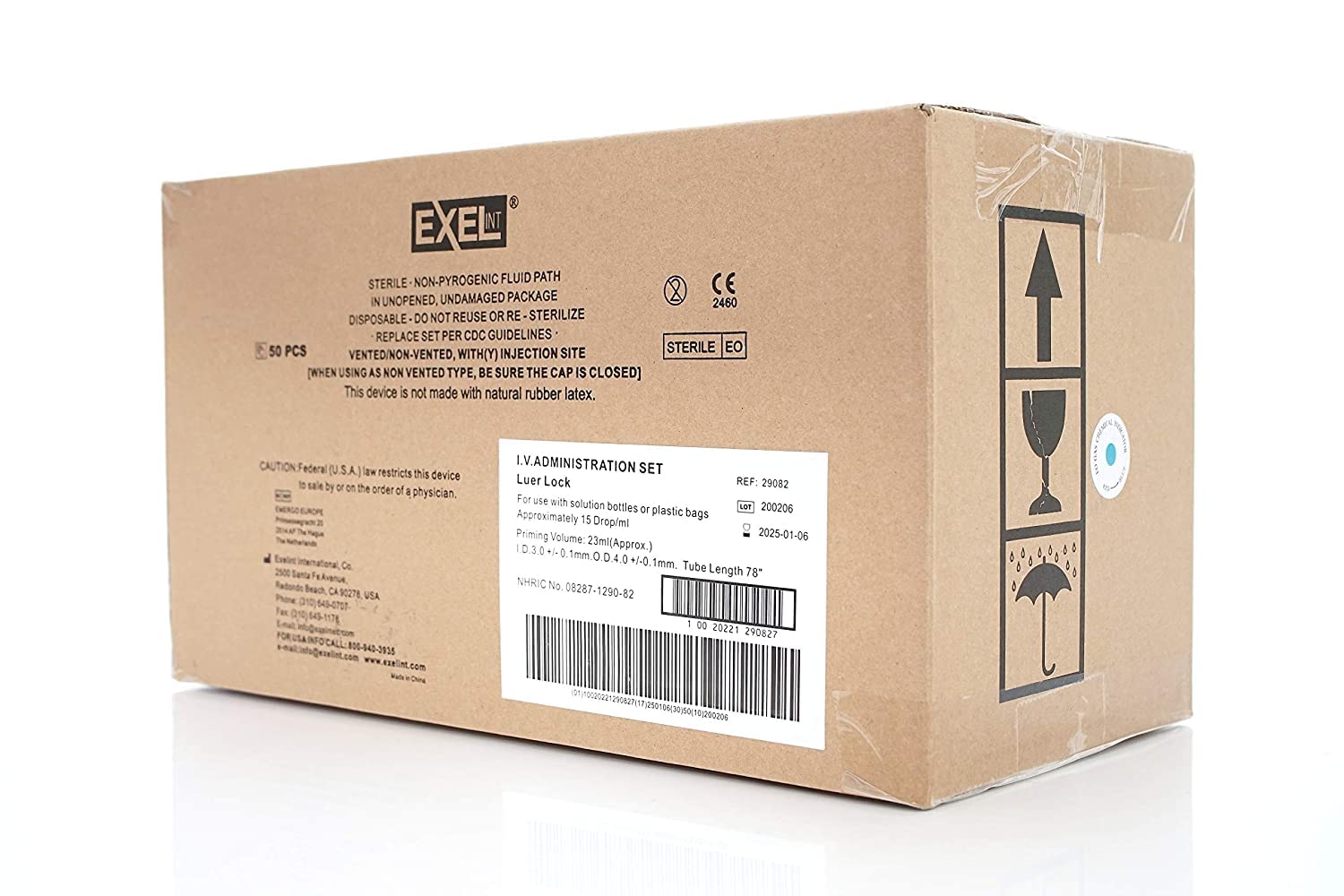 Exelint 29082 IV Administration Set, 15 Drops/mL, Luer-Lock, Y-Injection Site, 78" Tubing (50 Count)