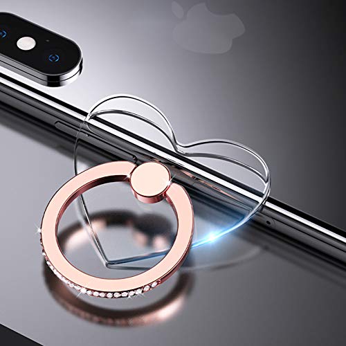 YINHEXI 2 Pcs Transparent Phone Ring Stand Holder Cell Phone Ring Holder Finger Grip 360 Degree Rotation (Rose Gold & Diamond-3)