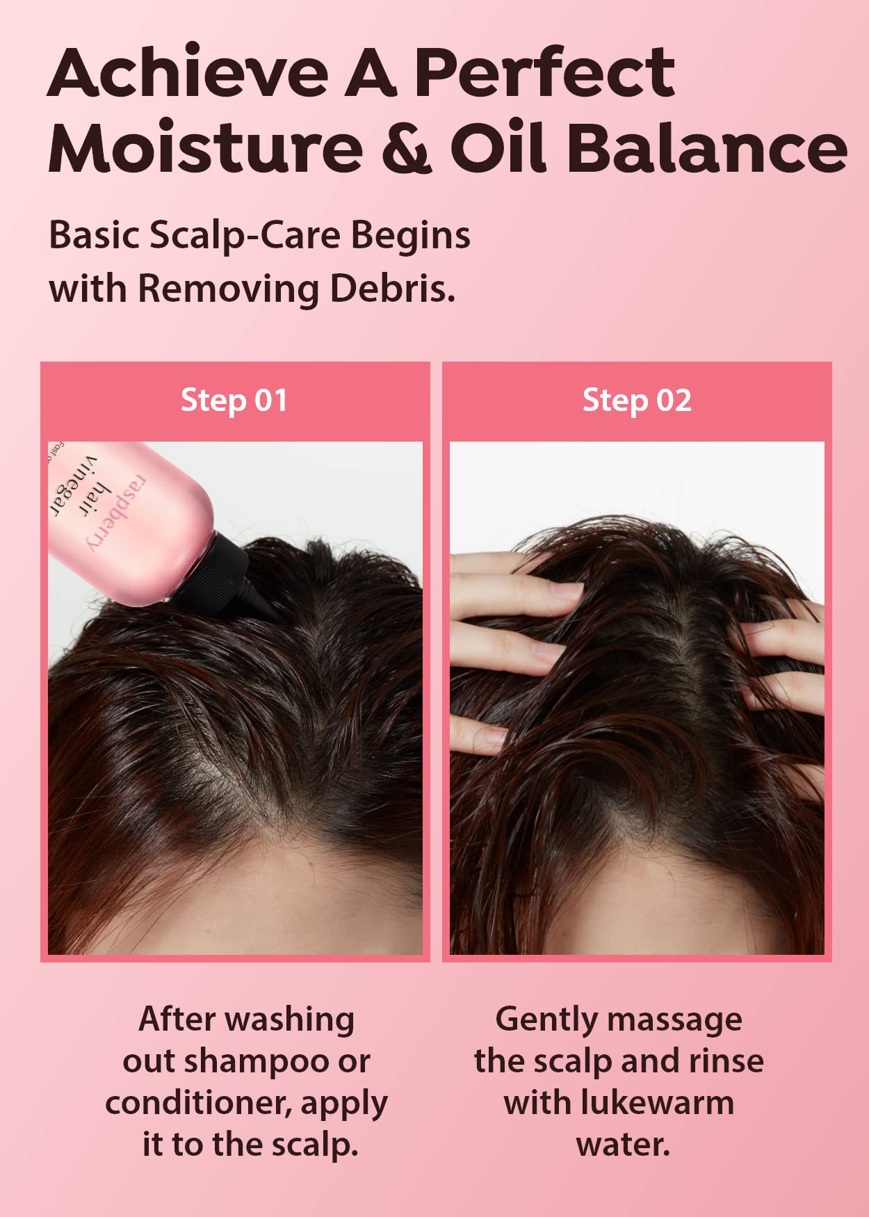 A’PIEU Raspberry Hair Vinegar Rinse 6.76 Fl oz - Scalp Treatment for Balanced pH, Shiny Hair | Korean Hair Care I Clarifies & Encourages Growth | Dandruff & Oil Control