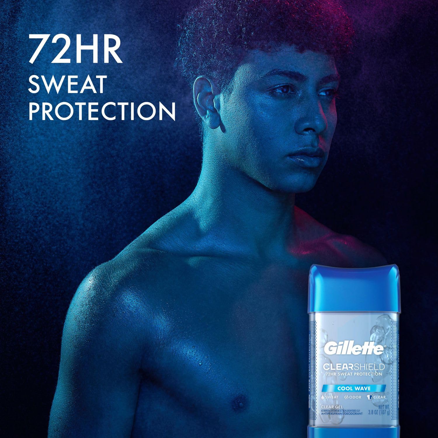 Gillette Antiperspirant Deodorant for Men, Invisible Solid, Cool Wave, 72 Hr. Sweat Protection, 3.8 oz Pack of 4