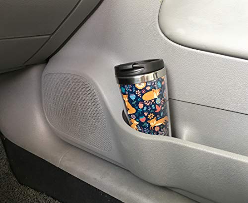 NVJUI JUFOPL Fox Flower Travel Coffee Mug for Men Women, With Flip Lid, Stainless Steel, Water Bottle Cup 15 oz