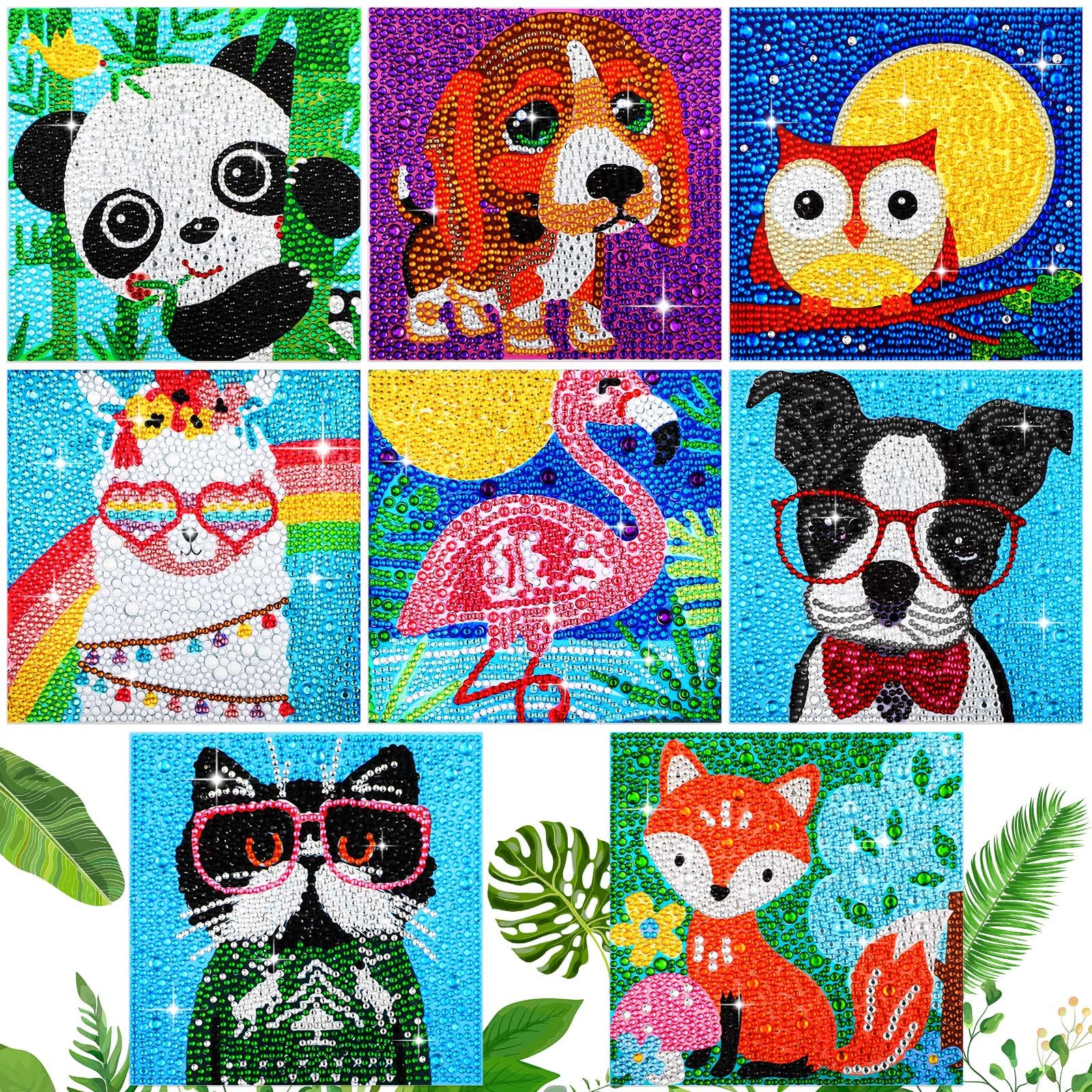 8 Pieces 5D Diamond Kit for Kids Crafts for Kids Ages 8-12 Painting Kits for Kids Diamond Art for Kids DIY Full Drill Painting Set Kids' Paint by Number Kits(Delicate Style)