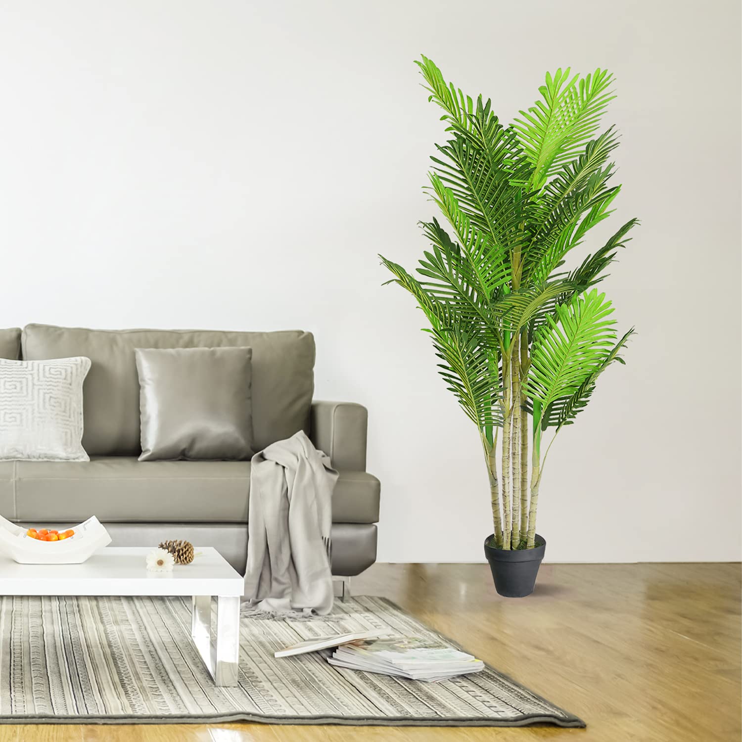 4.3 Feet Artificial Palm Plant Tree with 29 Trunks Faux Tree and Pot for Home Office Decoration…