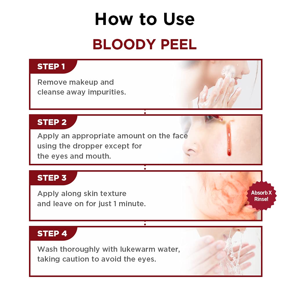 SKIN1004 Bloody Peel 1.01 fl.oz, 30ml AHA 17% Peeling Solution, Pulls off Dramatic Exfoliation Effect with Special Home-care