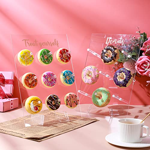 2 Pack Donut Stand Donut Display Wall Stand for Dessert Table Clear Acrylic Donut Holder Stand for Wedding Birthday Treat Holiday Gathering Party (13.78 x 9.84 Inch)